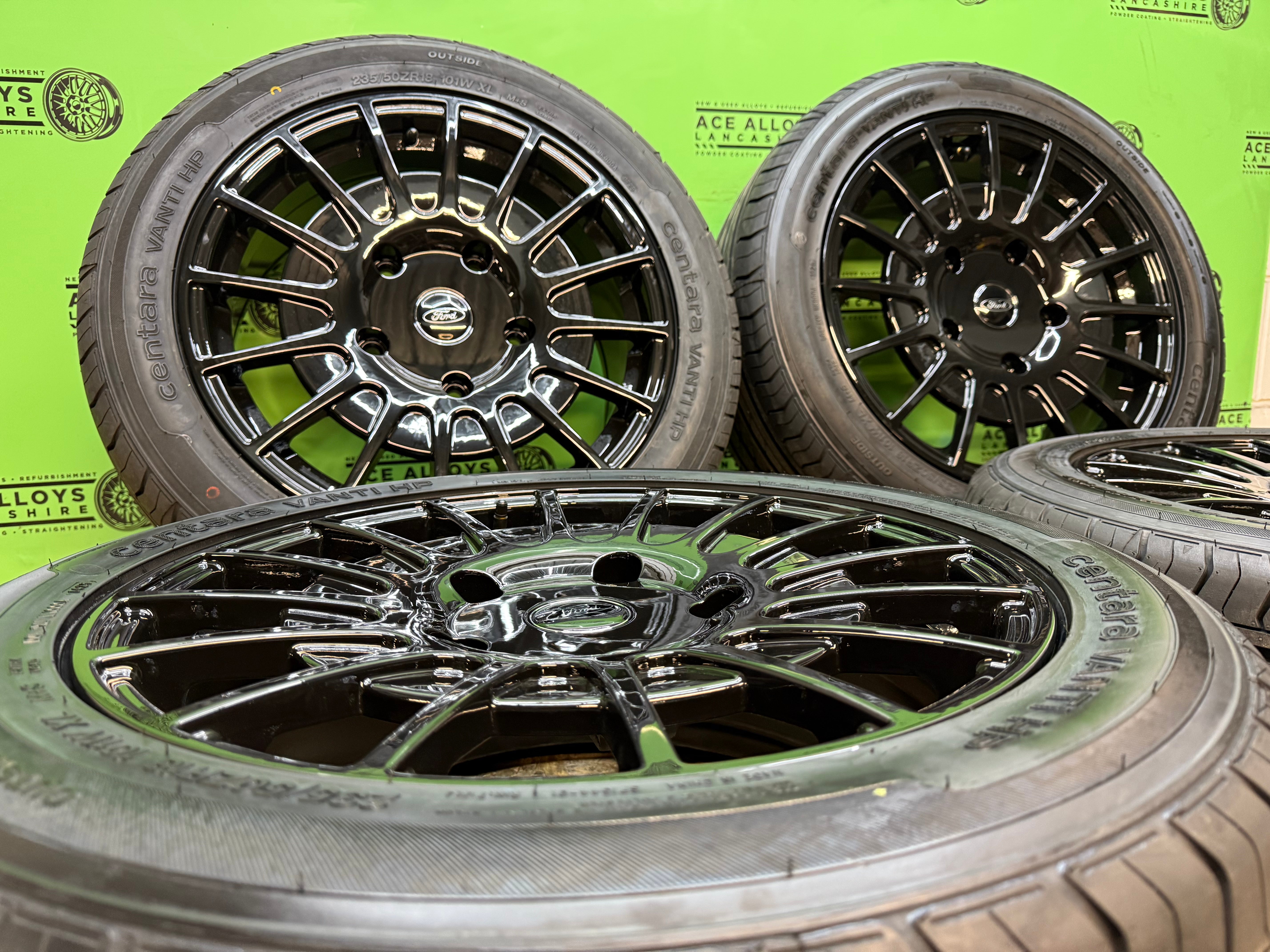 BRAND NEW FORD TRANSIT MSRT STYLE 18" ALLOY WHEELS + TYRES GLOSS BLACK ...